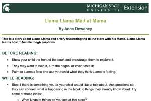 Llama Llama Mad at Mama Family Book Sheet - Child & Family Development